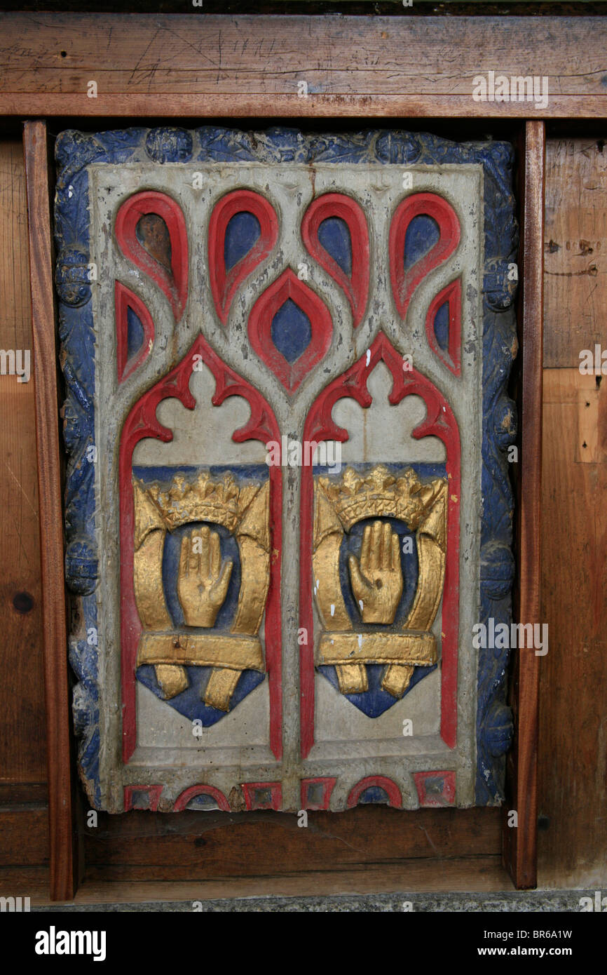 Painted Pew Ends, St Breward Church, Cornwall, depicting two of the ...