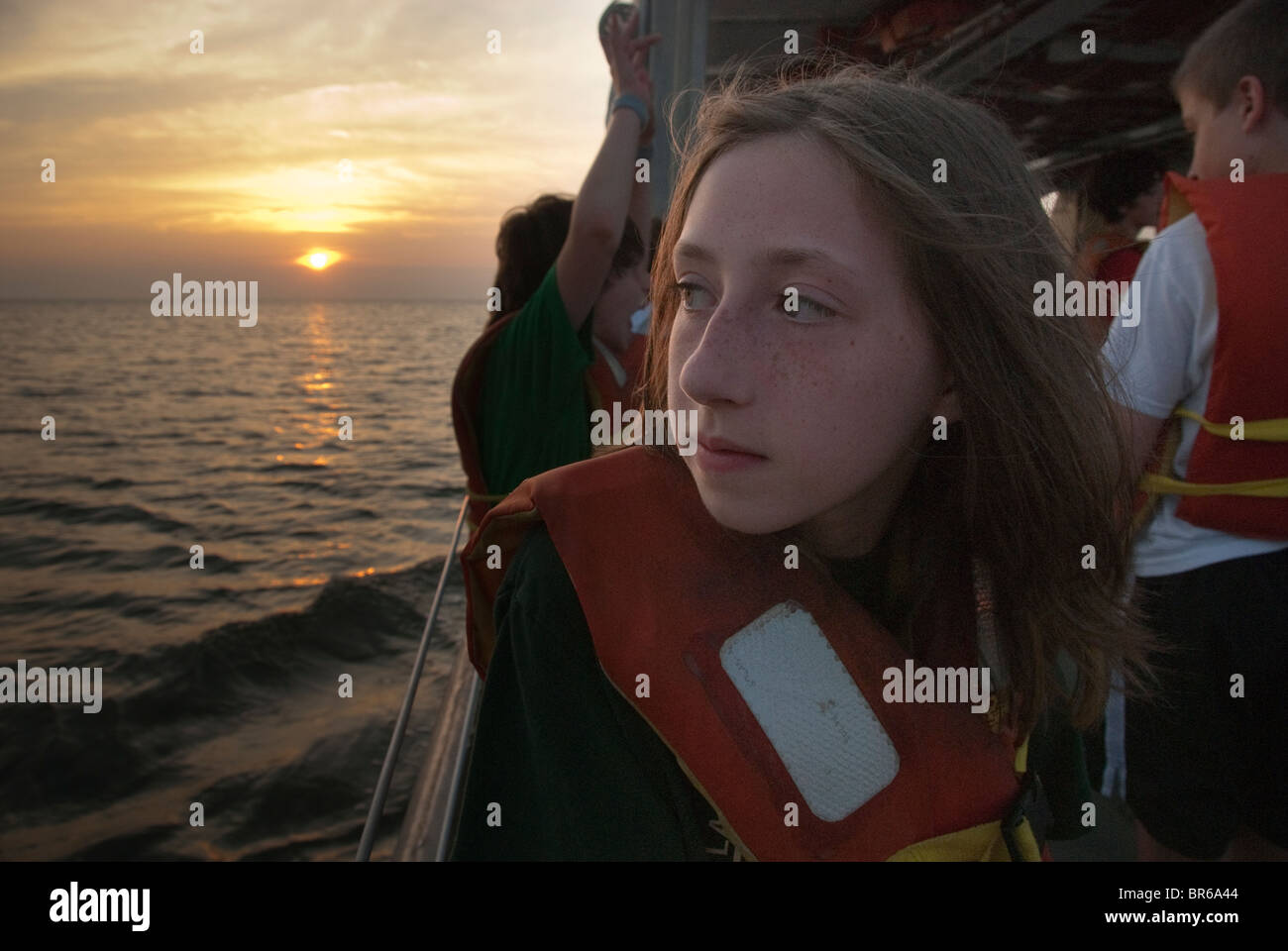 Students on boat Stock Photo - Alamy