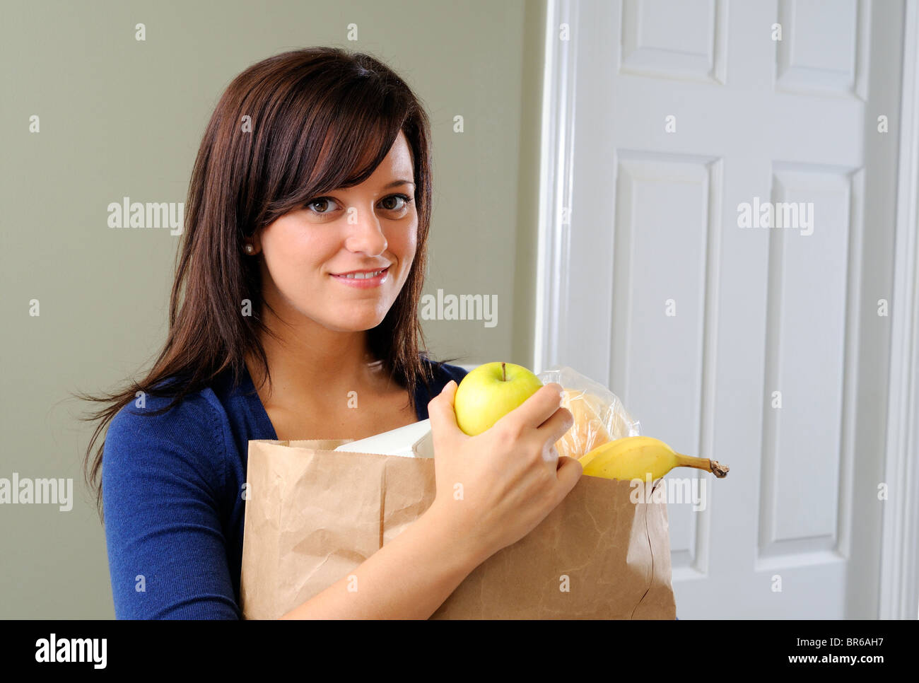 Bringing Home Fresh Fruits And Vegetables From The Market Stock Photo ...