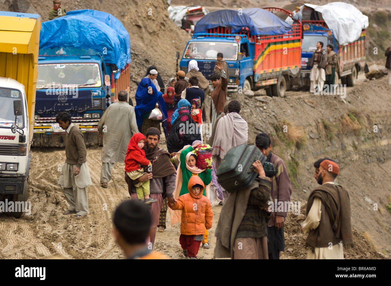 On the the road to the Allai Valley a Pashtun family returning to their ...