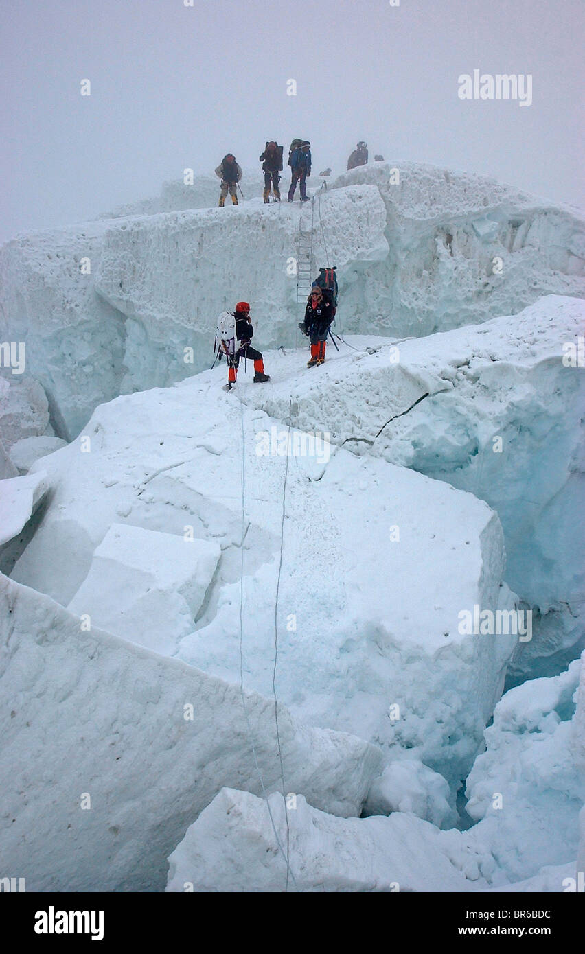 Climber in the Khumbu Icefall of Mount Everest Stock Photo - Alamy