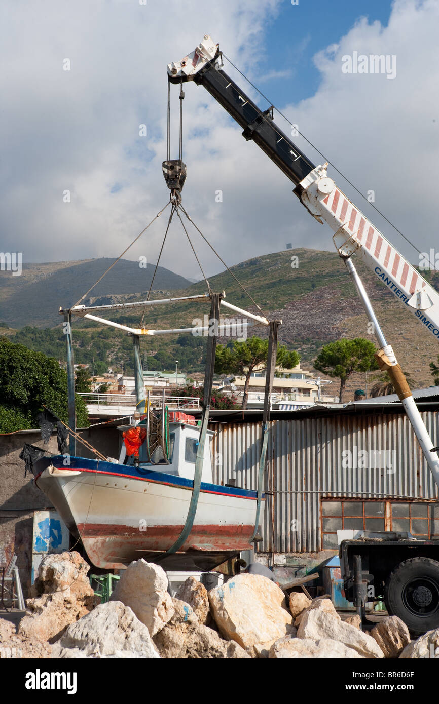 Fishing boats trawlers in shipyard Mediterranean sea Formia Campania ...