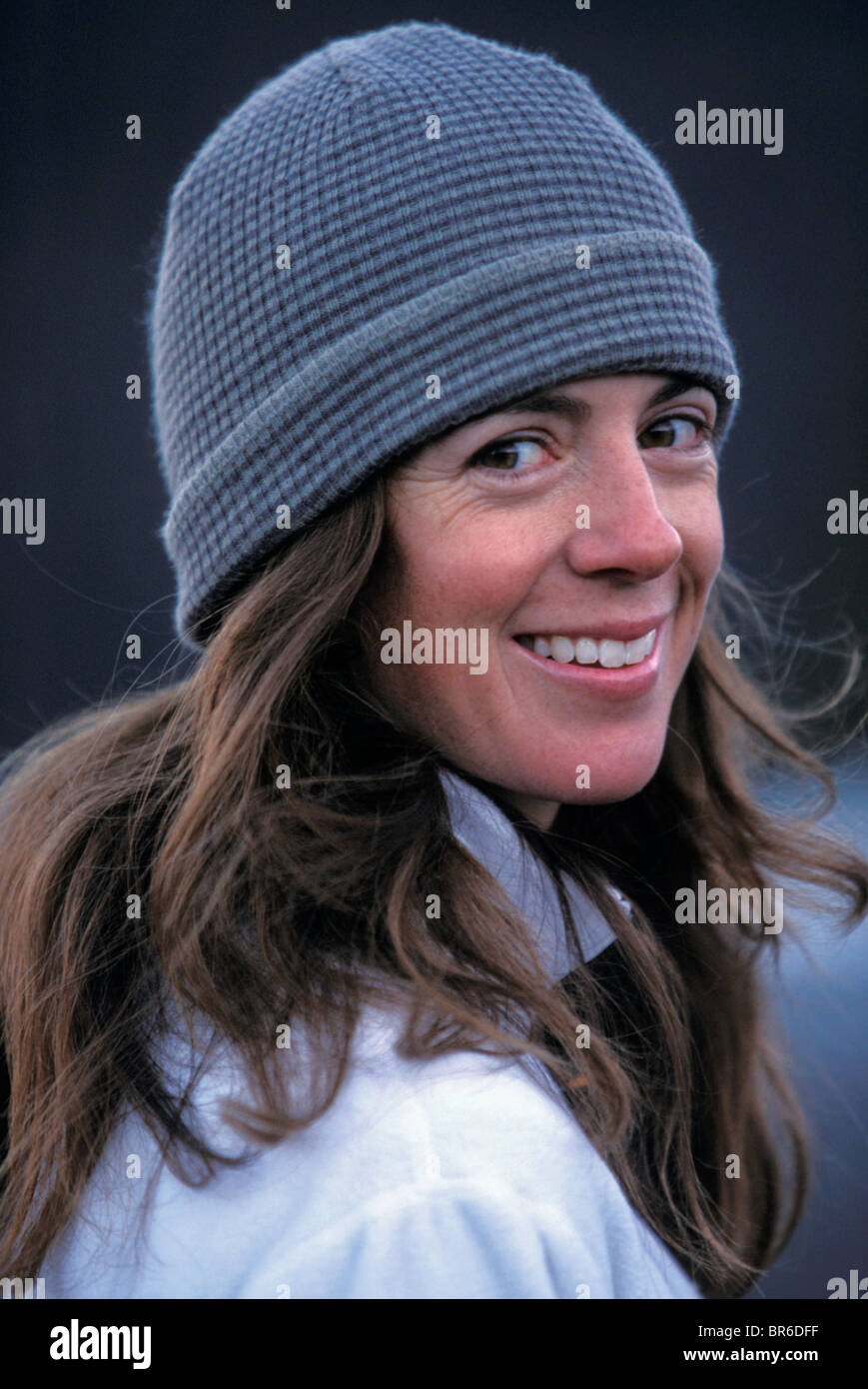 A portrait / headshot of a professional female snowboarder Stock Photo ...