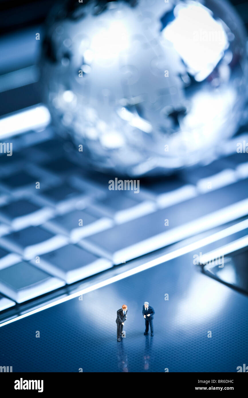 Figure man over computer background Stock Photo - Alamy