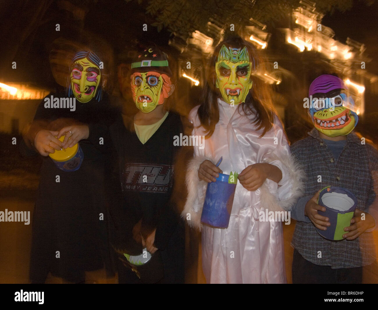 Children in ghoulish costumes on day of the dead. Antigua Guatemala ...