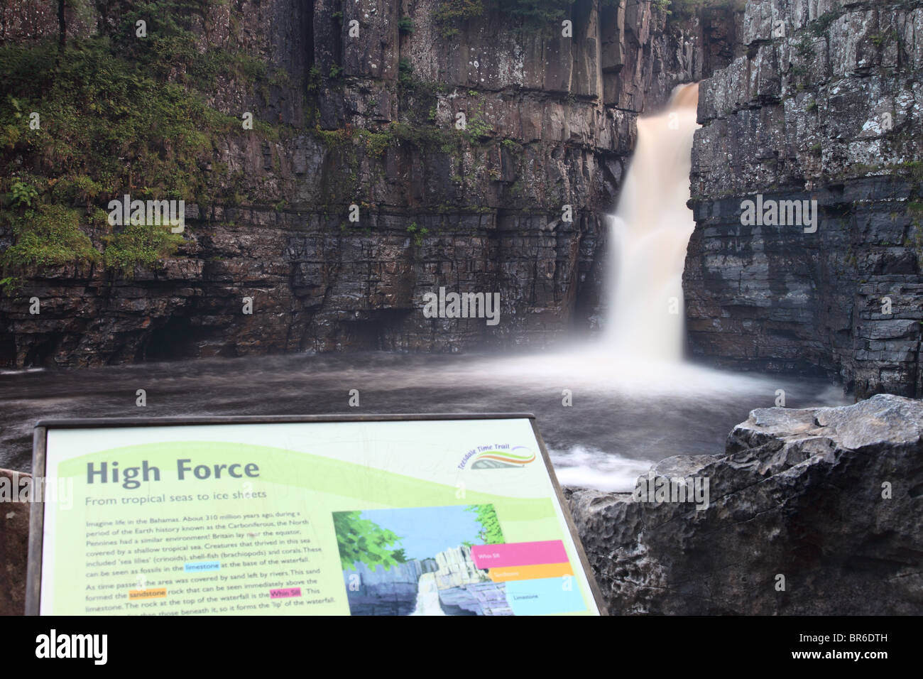 The River Tees Flowing Over High Force Waterfall Upper Teesdale County ...