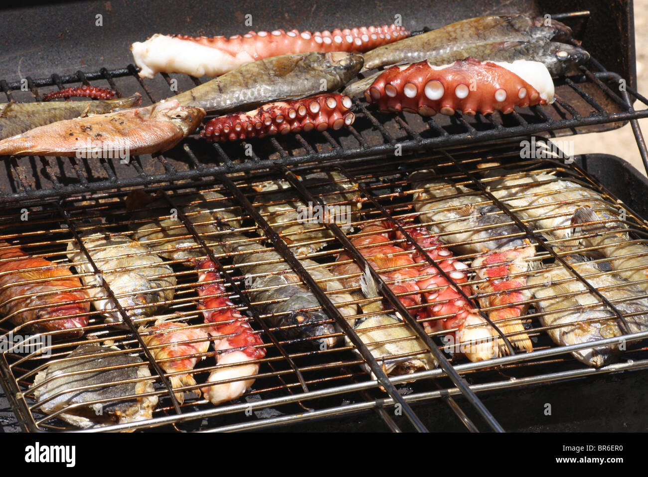 Detail fresh fish grilling hi-res stock photography and images - Alamy