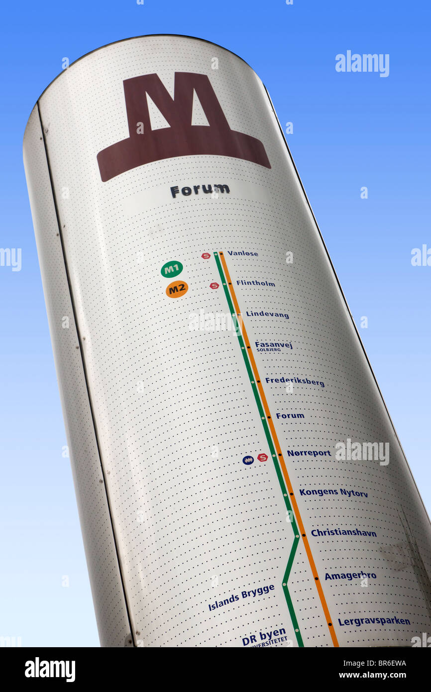 The metro information pillar at Forum in Copenhagen Stock Photo - Alamy