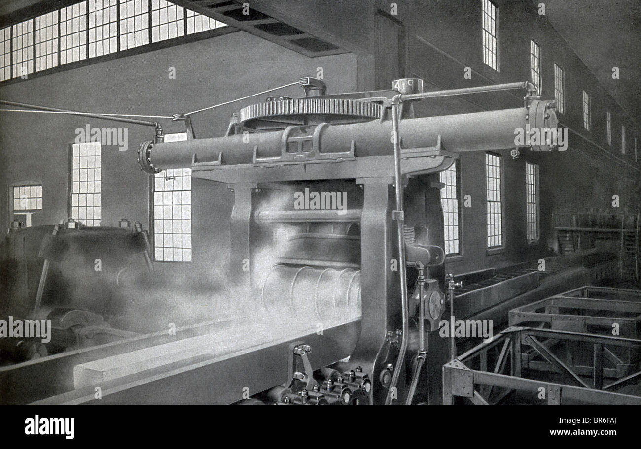 This early 1900s photo shows an Inland Steel company blooming-mill ...
