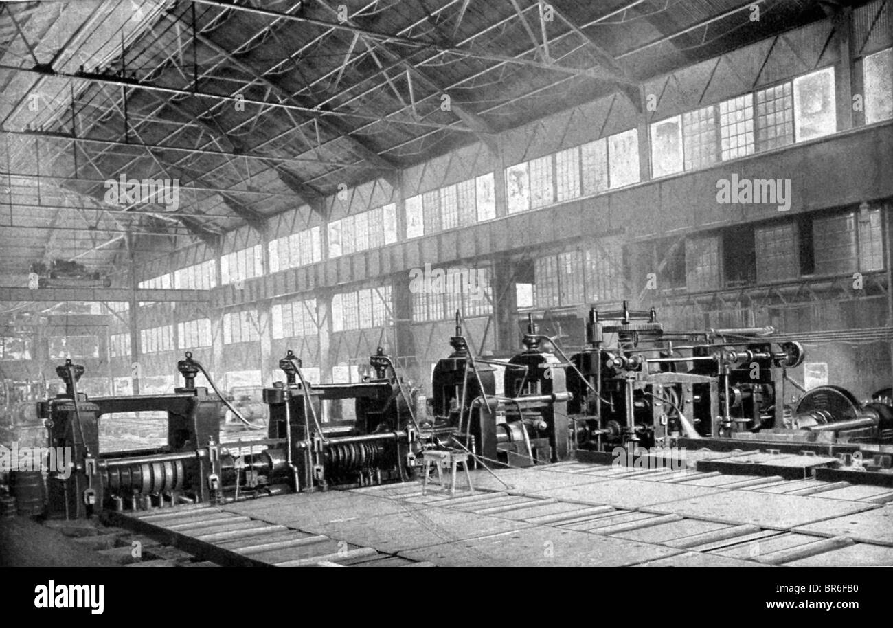 This early 1900s photo shows a general view of the rolling mill at the ...