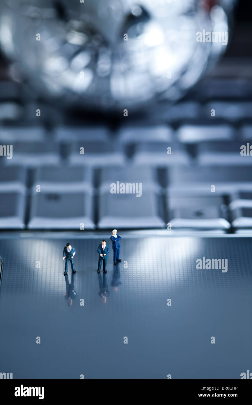 Figure man over computer background Stock Photo - Alamy