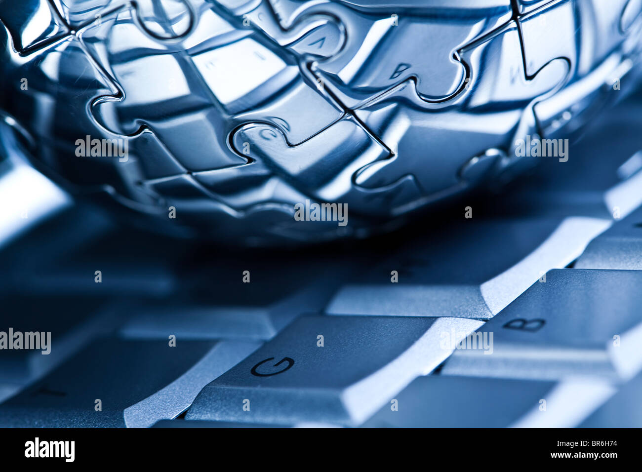 Chrome planet conception Stock Photo - Alamy