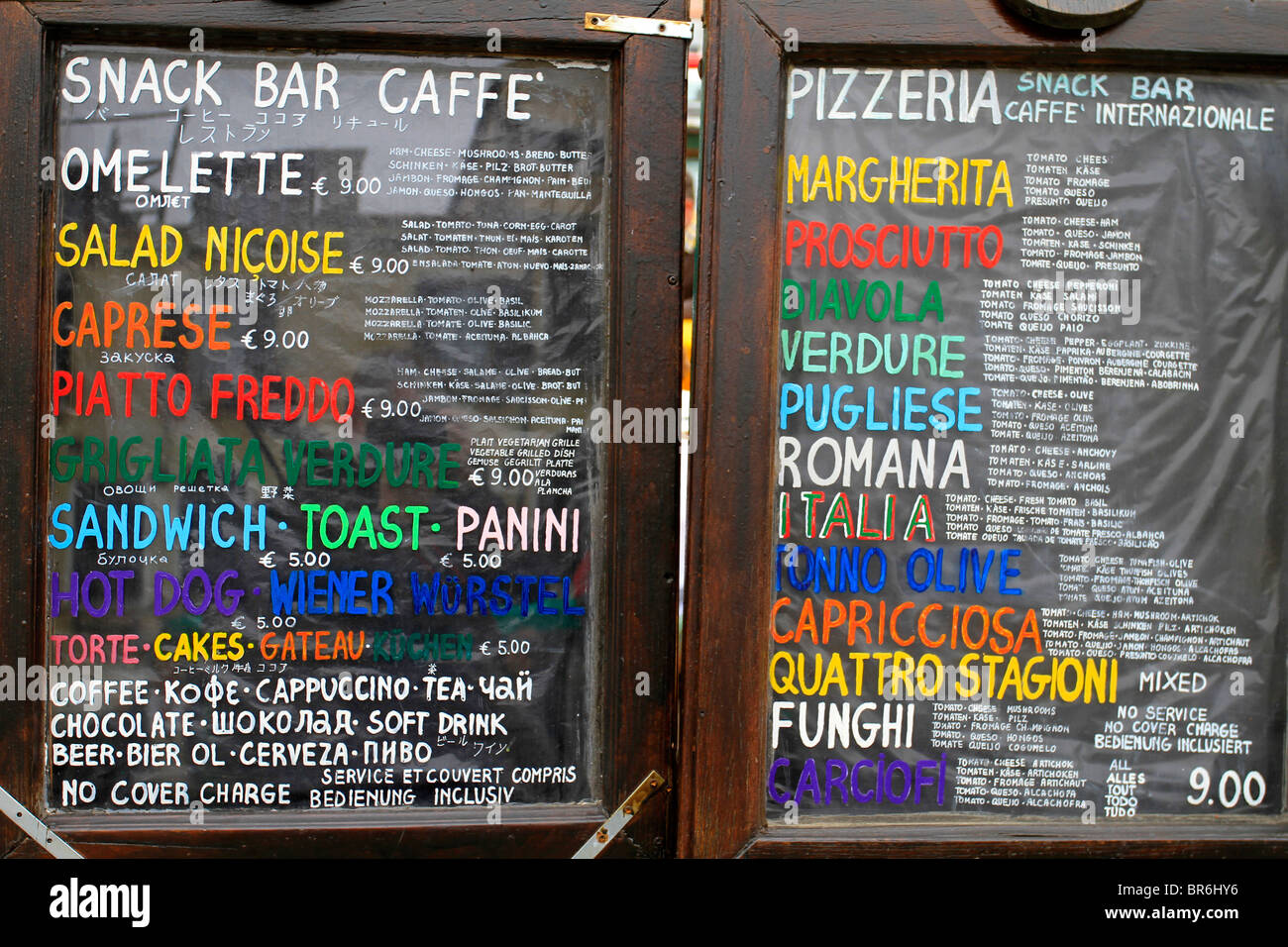 Daily menu, menu of a restaurant in Venice, Italy Stock Photo - Alamy