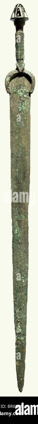 A large Luristan bronze sword, circa 1200 B.C. Bronze with a heavy ...