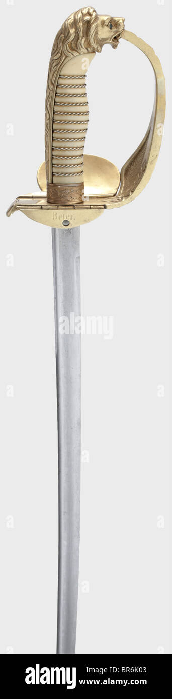 An officer's sabre., Damascus steel, pipe back blade with yelmen ...