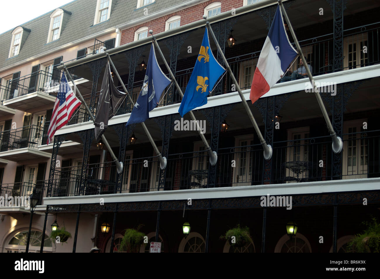 Flags in the French Quarter, Bourbon Street, New Orleans, Louisiana ...