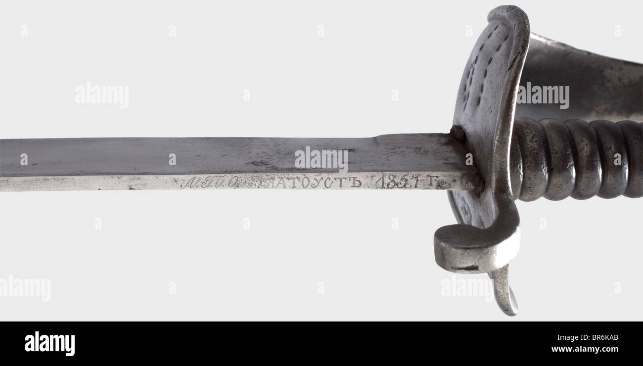 A model 1856 cutlass., Slightly curved single-edged blade with a double ...