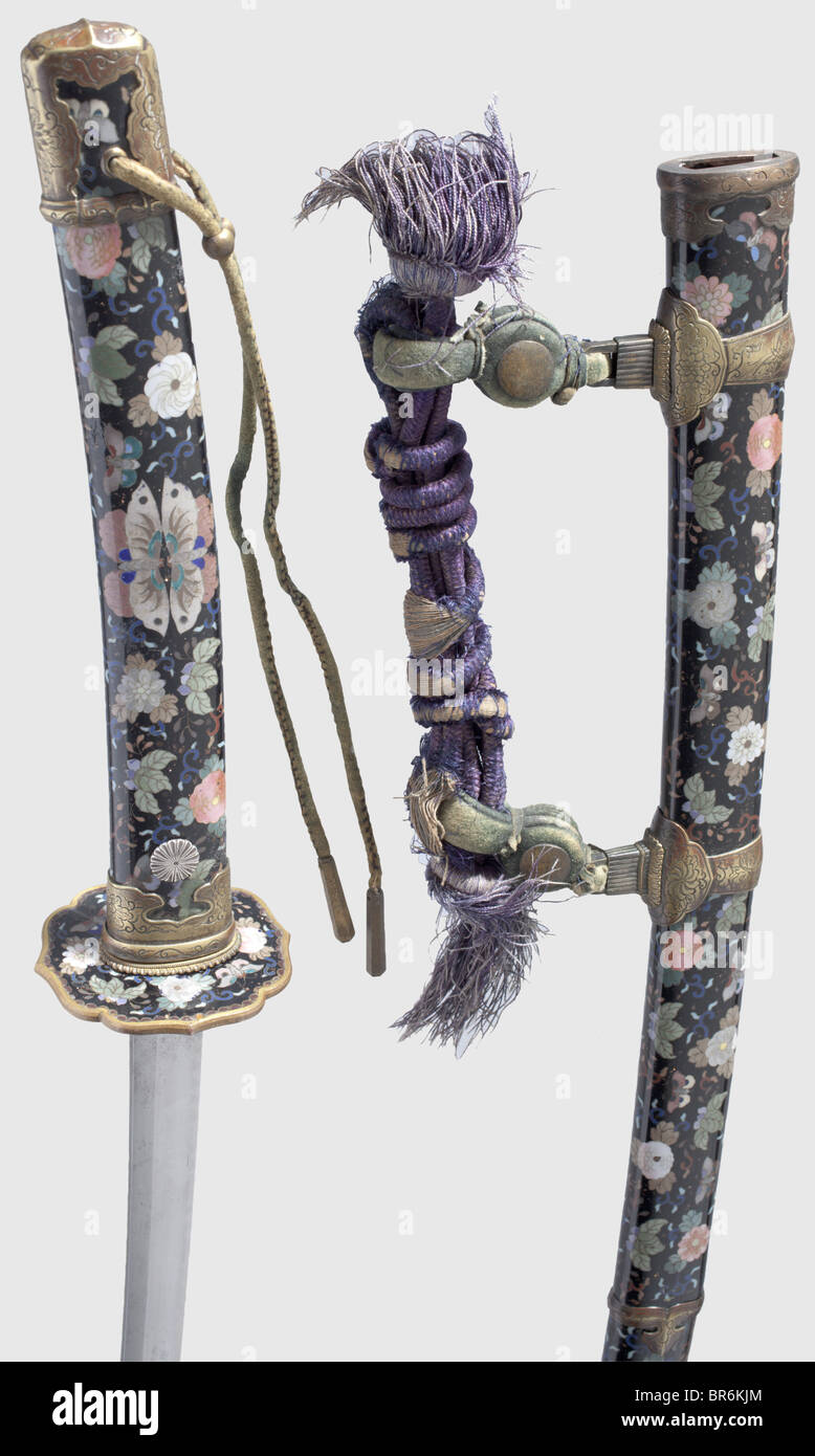 A Japanese cloisonné tachi, blade Muromachi-, mountings from the late ...