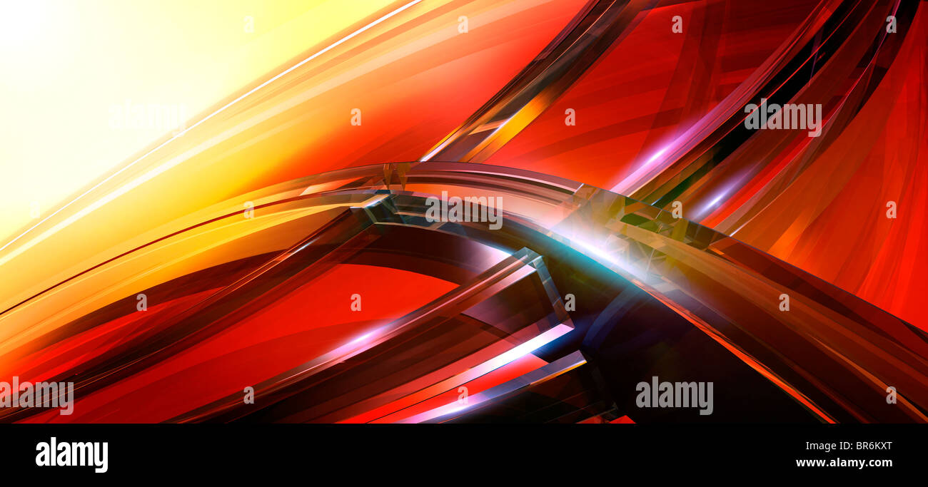 Three-dimensional curved lines on red Stock Photo - Alamy