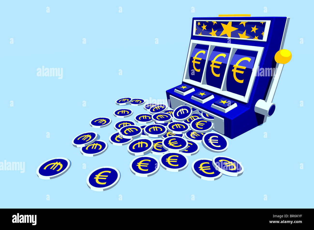 Euro coins falling from slot machine Stock Photo - Alamy