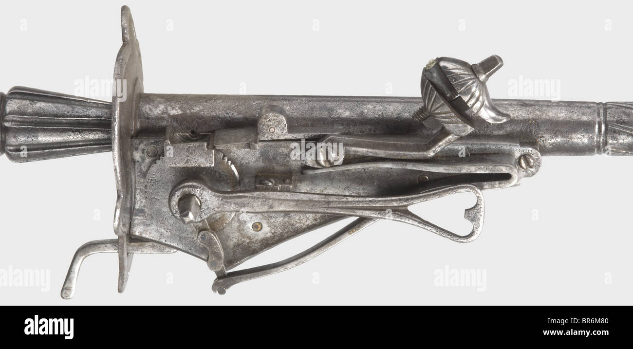 A battle axe with wheellock-firearm, made true to the original in the ...