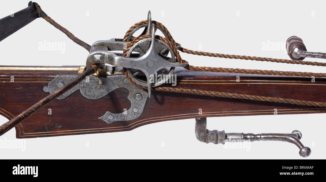 A heavy target crossbow with windlass, Flemish, first half of the 17th ...