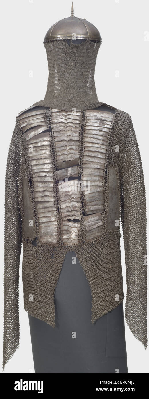 An Indian cavalry armour with helmet, 17th/18th century. One-piece ...