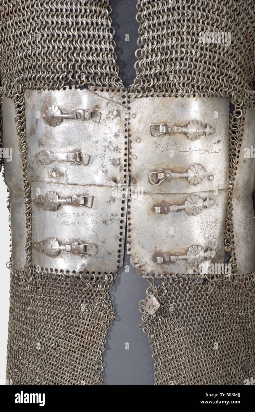 An Indian cavalry armour with helmet, 17th/18th century. One-piece ...
