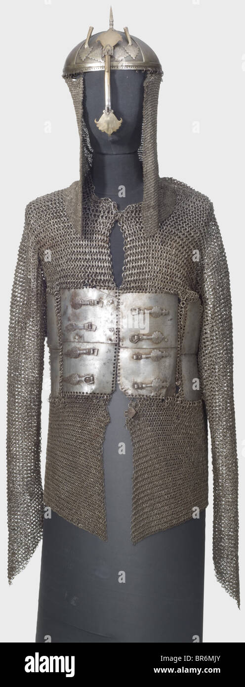 An Indian cavalry armour with helmet, 17th/18th century. One-piece ...