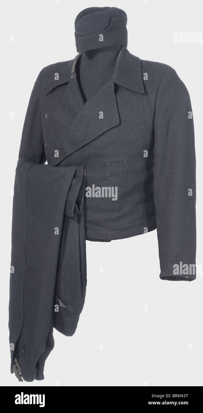 A special black uniform for panzer troops., Black wool garrison cap ...