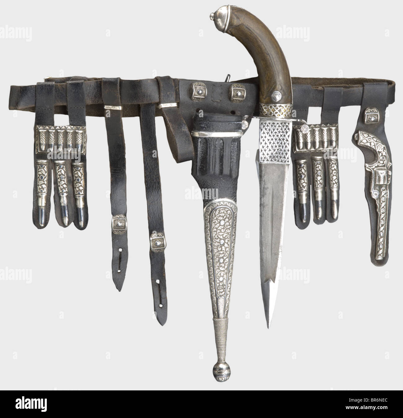 A Caucasian dagger in the shape of a revolver, circa 1880. Afghan blade ...