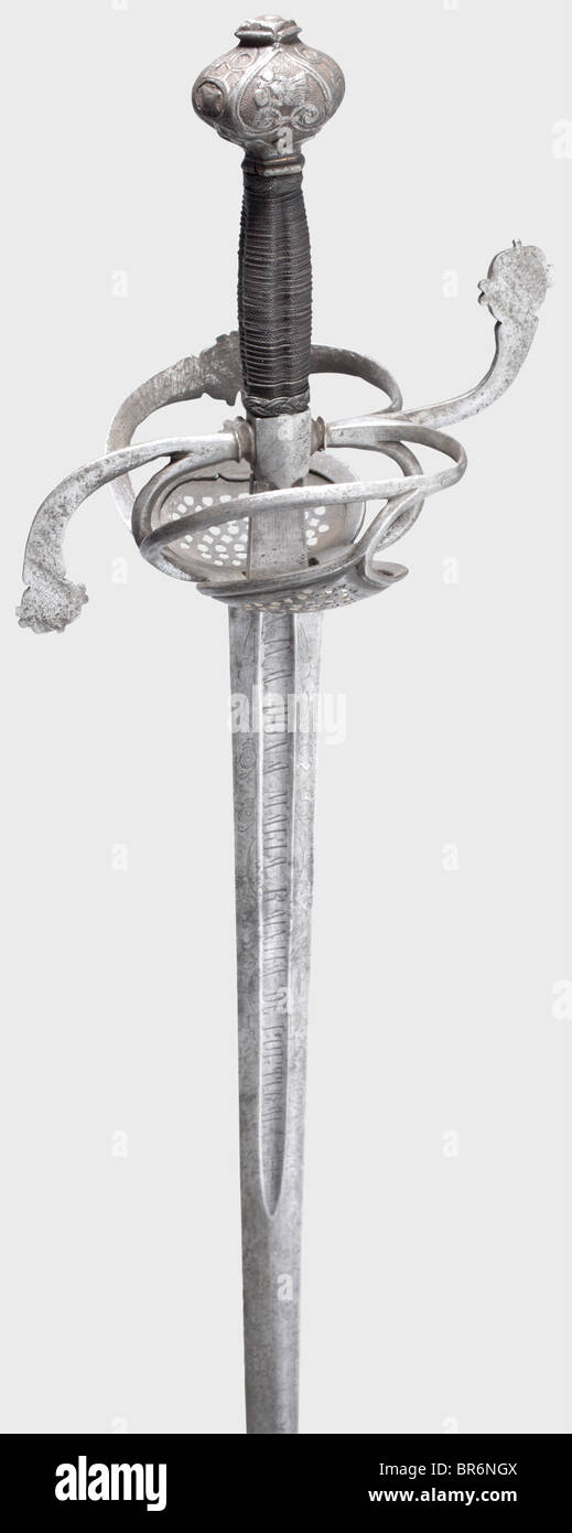 A Portuguese sword with cut hilt, circa 1600, blade circa 1800. Broad ...
