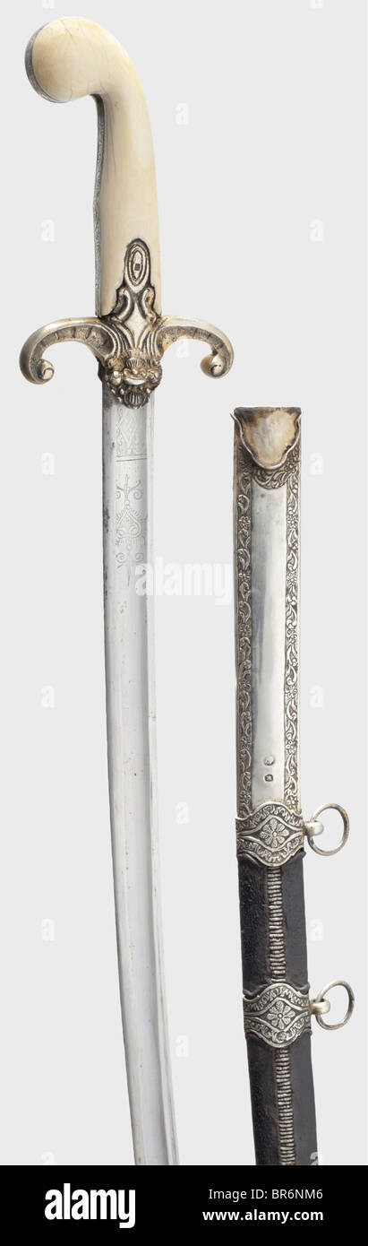 An Ottoman shamshir, circa 1860. Single-edged blade with fullers on ...