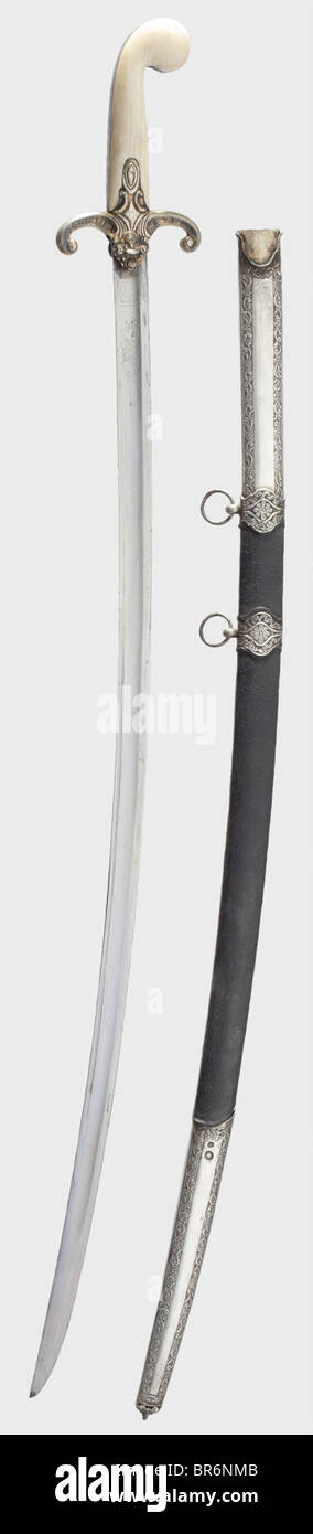 An Ottoman shamshir, circa 1860. Single-edged blade with fullers on ...