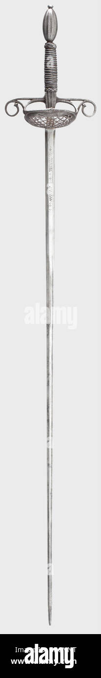 An English cup-hilted rapier, circa 1640. Slender thrusting blade of ...