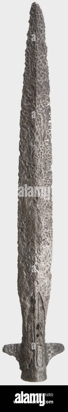 A German winged lance, 9th/10th century. Sturdy, ridged blade on a ...