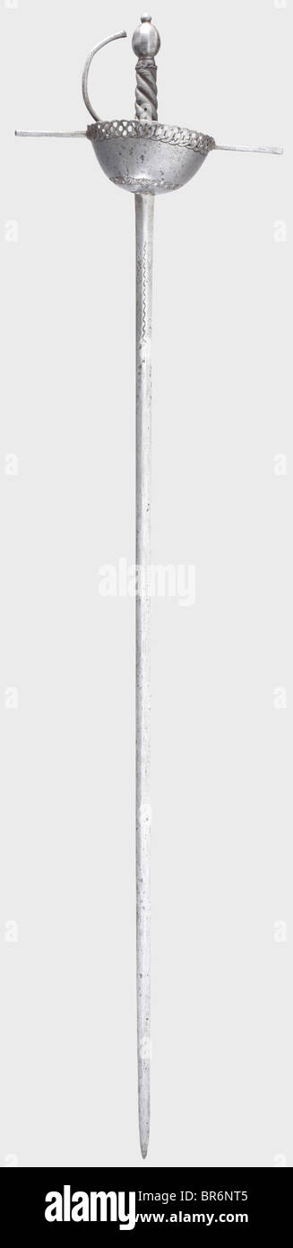 An Italian cup-hilted rapier, circa 1680. Slender thrusting blade with ...