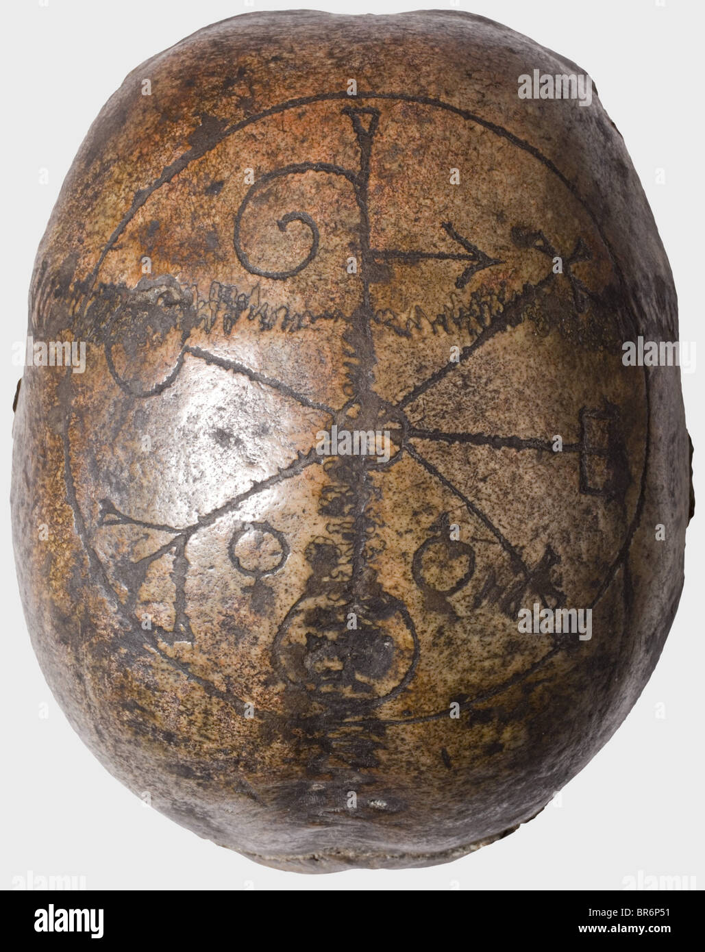 A German ritual skull, 16th/17th century. Brownish patinated skull ...