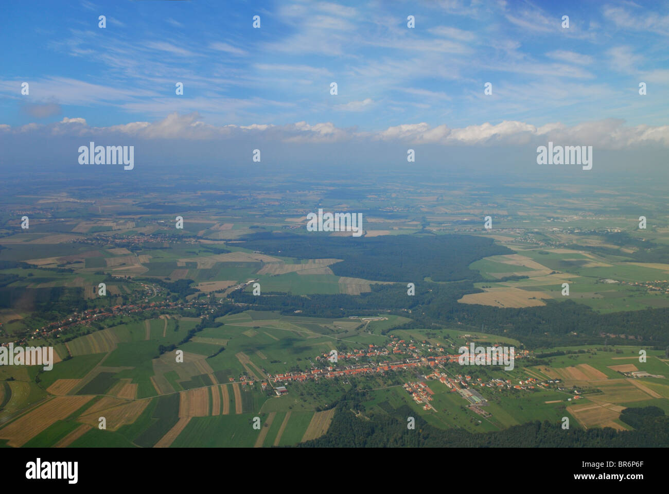 Aerial view of Lorraine plateau at north east of Sarrebourg town near ...