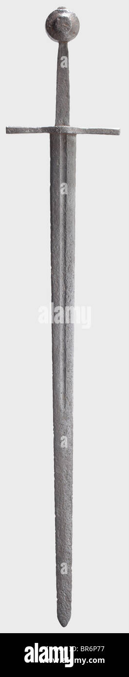 A German knightly sword, mid-14th century,. Double-edged blade with ...