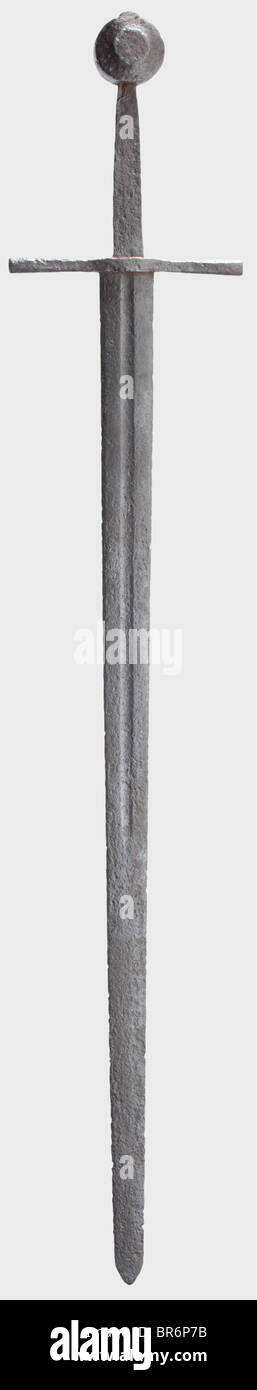 A German knightly sword, mid-14th century,. Double-edged blade with ...