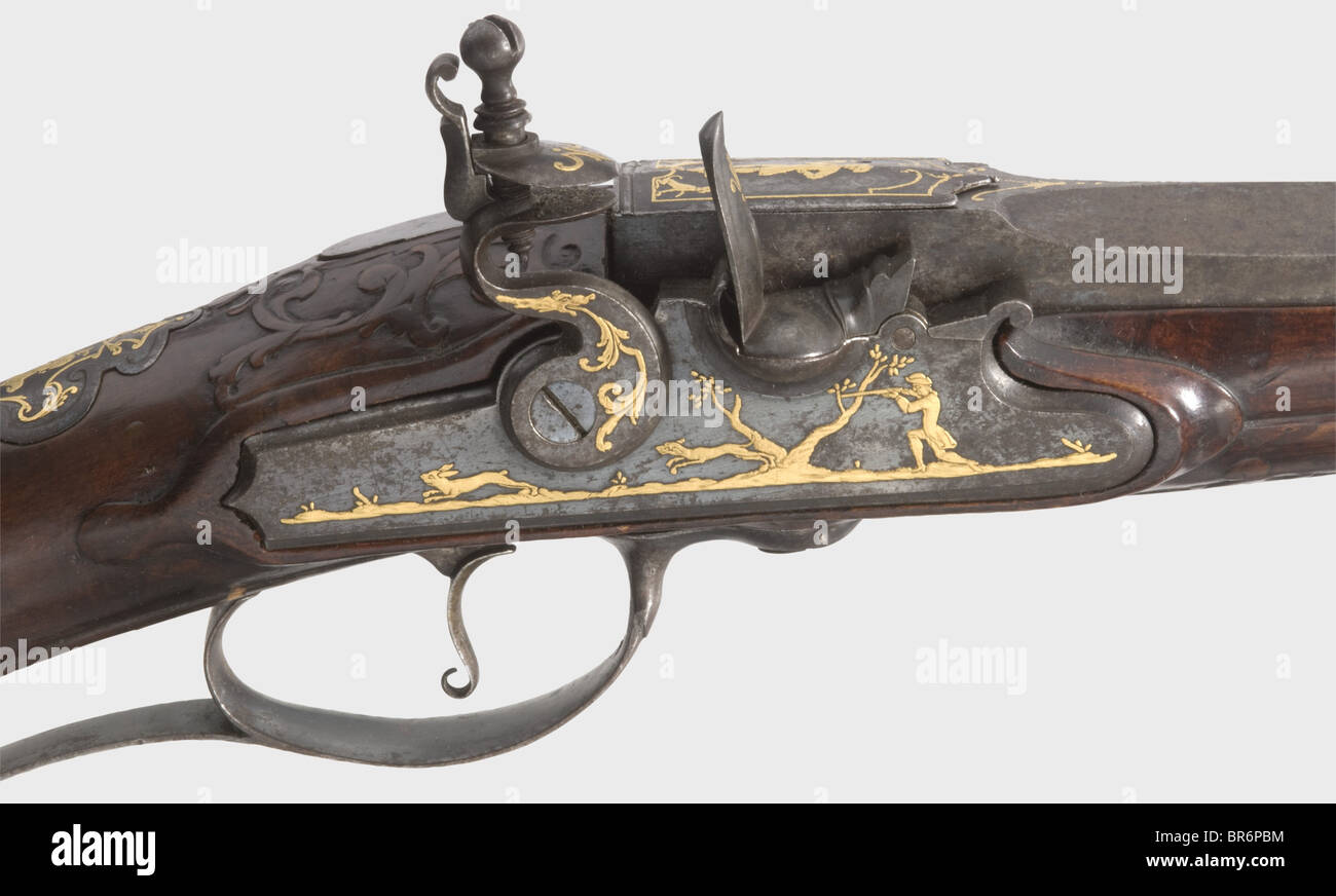 Fine rare chaumette breech loading flintlock hi-res stock photography ...