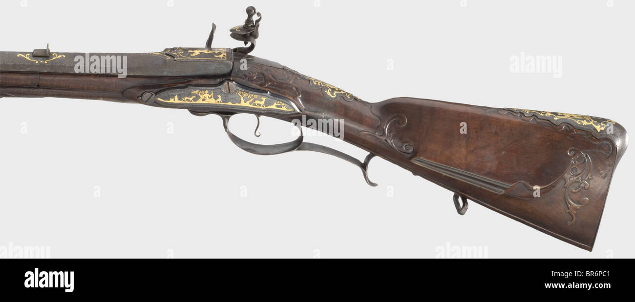 A fine and rare Chaumette breech-loading system flintlock rifle ...