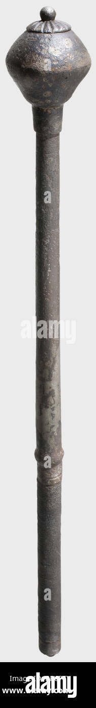 A Hungarian mace, 17th century. Hollow-worked, double conical striking ...