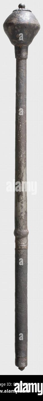 A Hungarian mace, 17th century. Hollow-worked, double conical striking ...