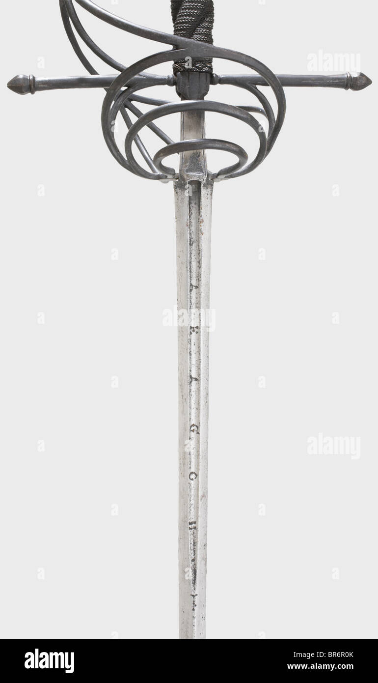 A German rapier for boys, circa 1600. Slender, ridged thrusting blade ...