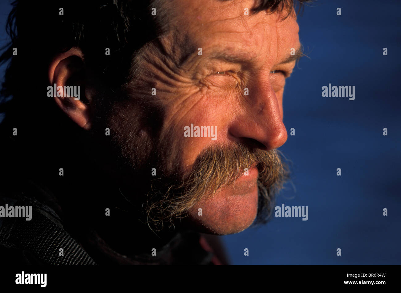 A portrait / headshot of a handsome weathered man by the ocean Stock ...