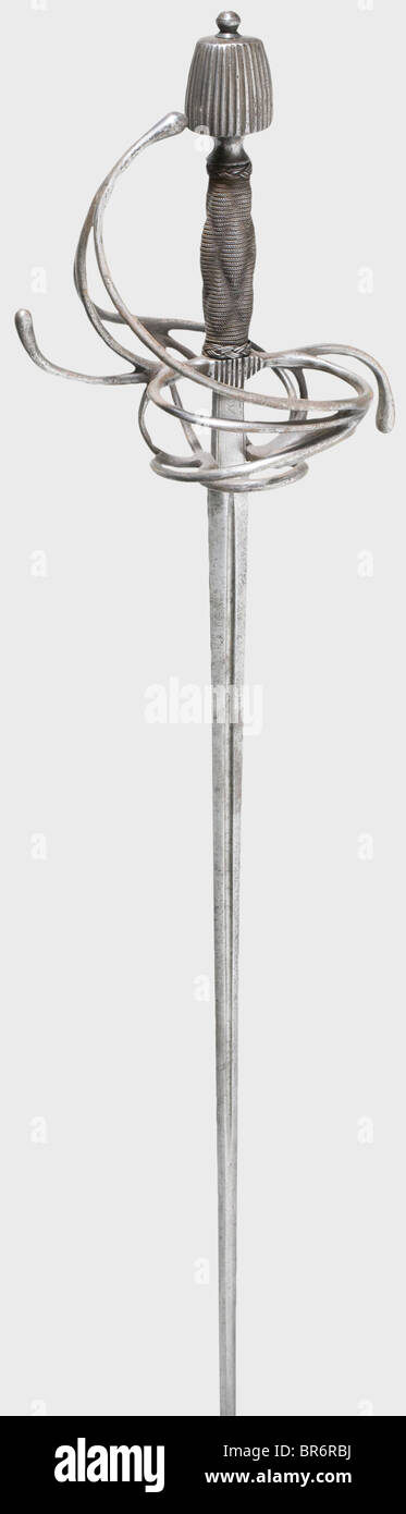 A German rapier, circa 1600. Slender thrusting blade of flattened ...