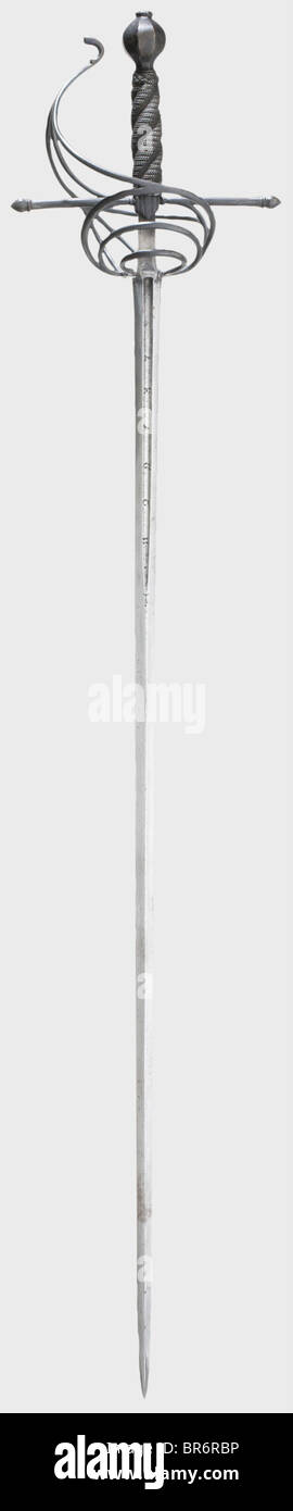 A German rapier for boys, circa 1600. Slender, ridged thrusting blade ...