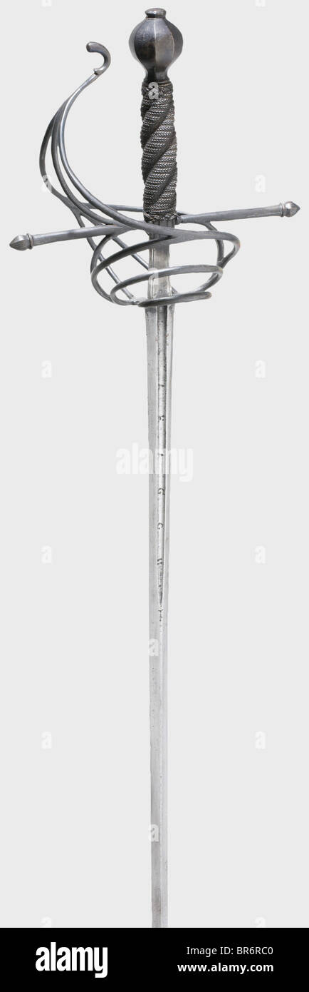 A German rapier for boys, circa 1600. Slender, ridged thrusting blade ...